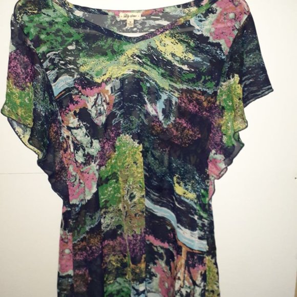 Lily Star | Tops | Lily Star M Short Sleeve Sheer Blouse | Poshmark